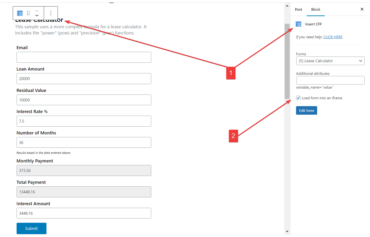 Calculated fields form not displayed in frontend | WordPress.org